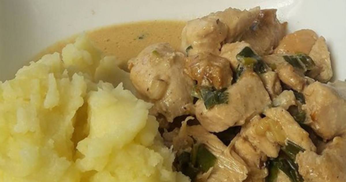 Pollo con crema de verdeo y puré - 15 recetas caseras- Cookpad