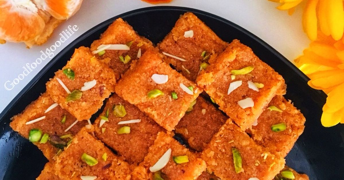 Colourful Orange Barfi Recipe by Vaidehicooks - Cookpad