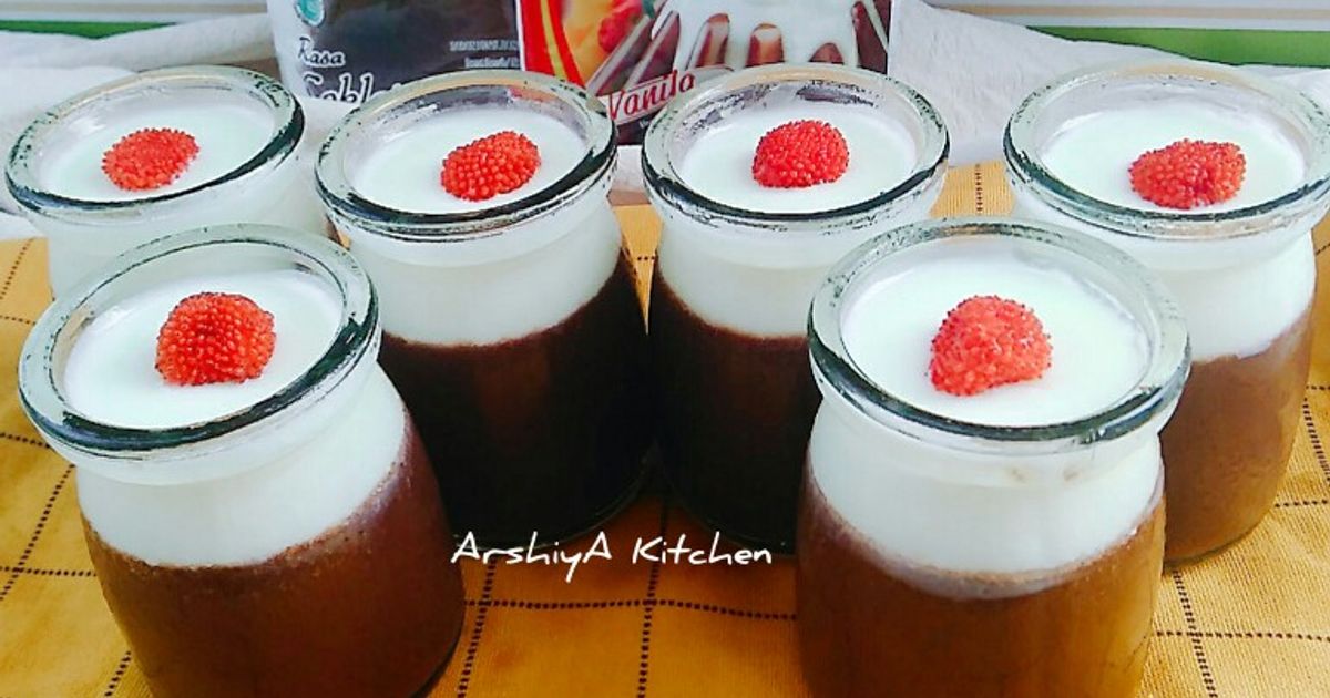 Resep Pudding Coklat Susu With Vla Nutrijell oleh Arshiya Kitchen - Cookpad