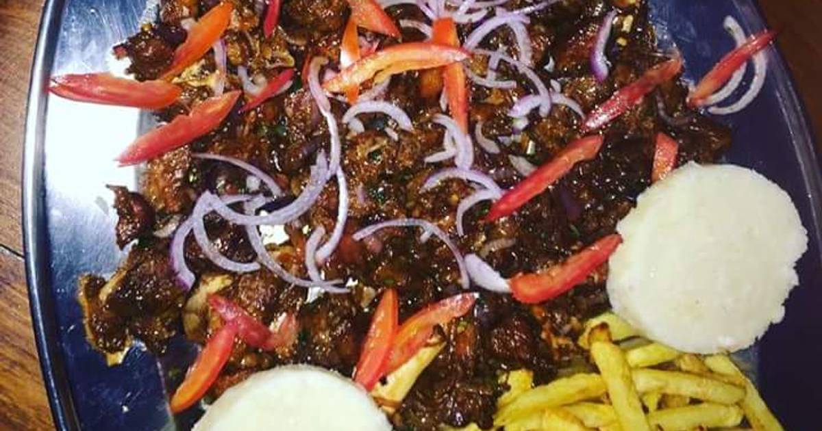 Fried beef with Chips Recipe by hellen odongo - Cookpad