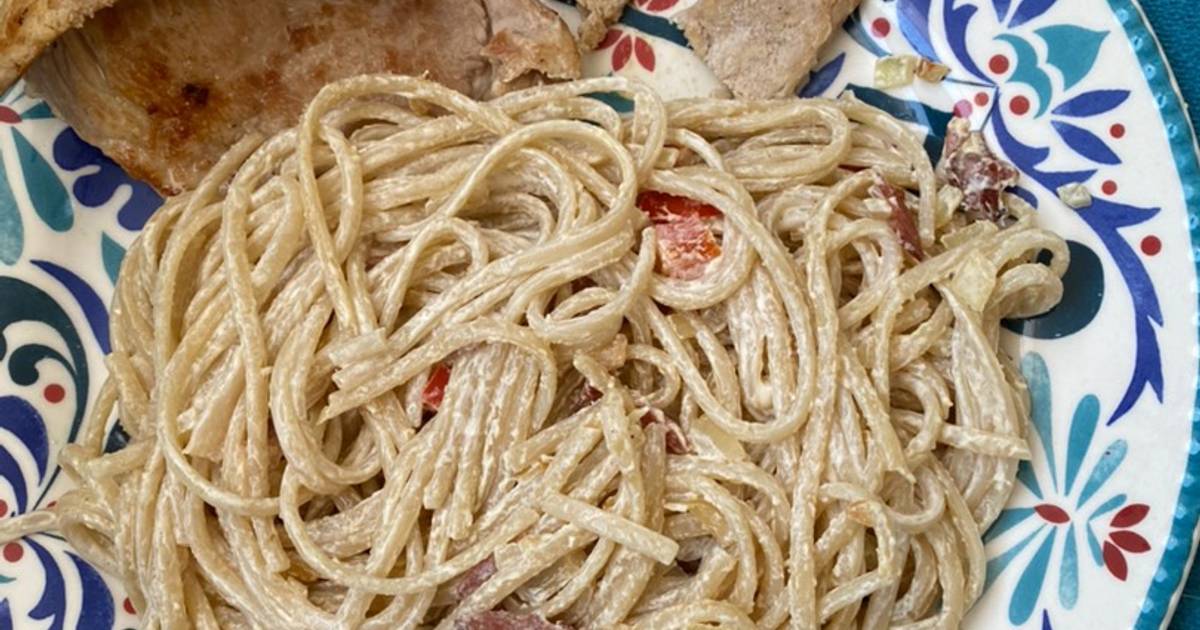 Pasta con tocineta Receta de María Camila Reyes- Cookpad