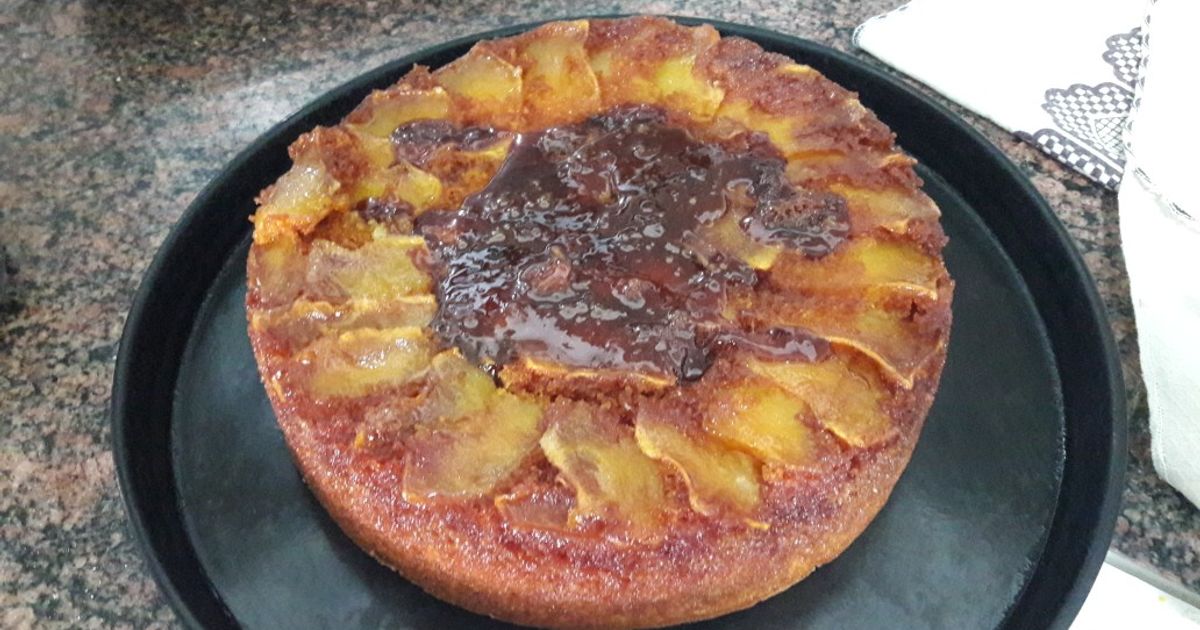 torta invertida de manzana rápida - 57 recetas caseras- Cookpad