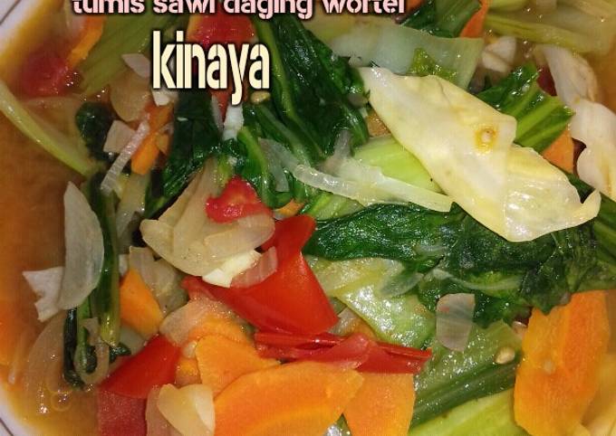 Resep Tumis Sawi Daging Wortel oleh Kinaya Alkayla - Cookpad