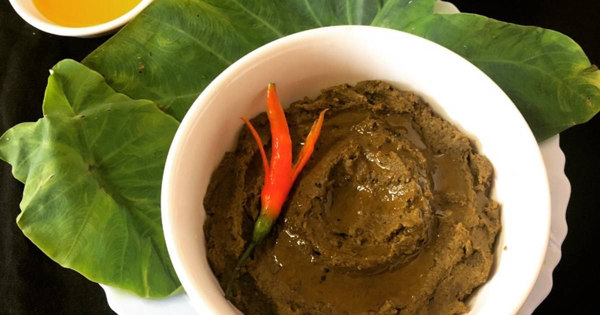 Kochu Pata Bata (Colocasia Leaves Chutney - Bong style) Recipe by ...