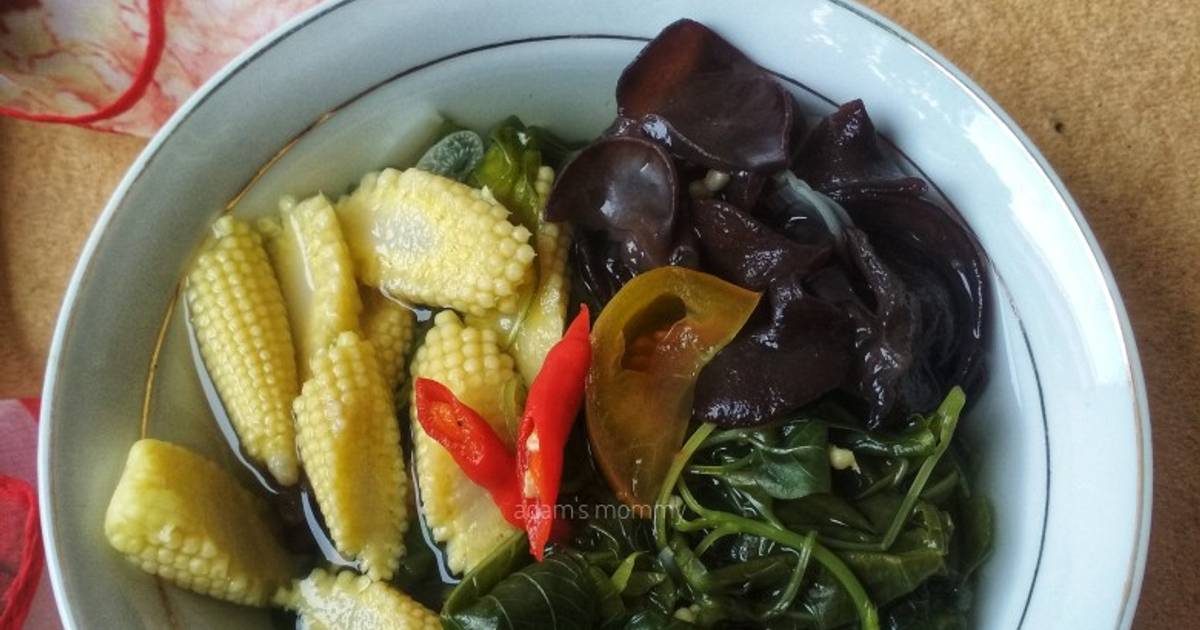 Resep Sayur Bayam + Jamur oleh Adam's Mommy - Cookpad