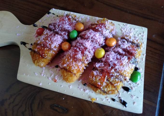 Resep Pisang pasir rainbow oleh Fita Lestari - Cookpad