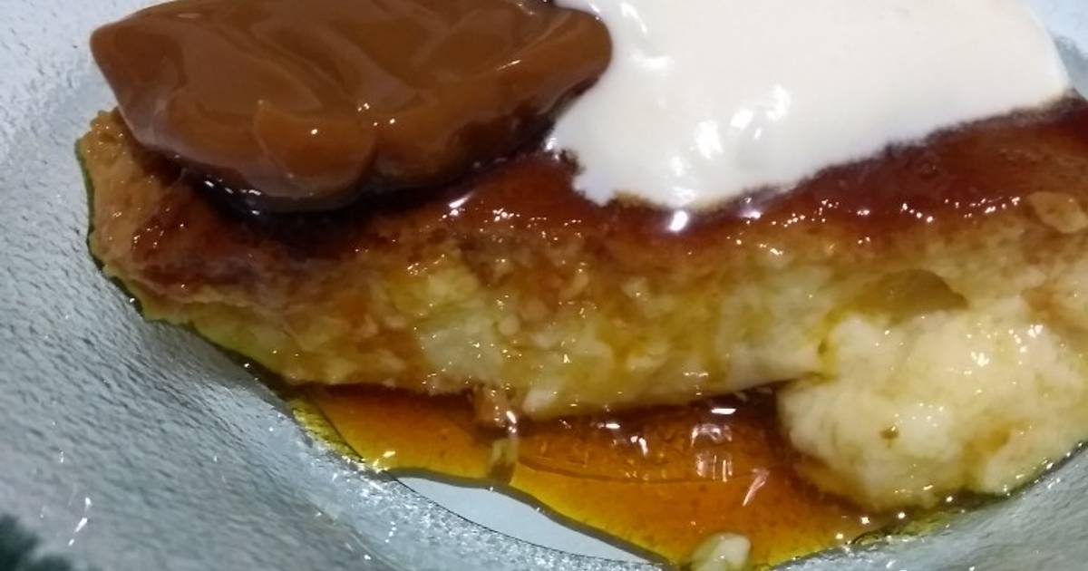 Flan casero con crema y dulce de leche Receta de Griselda Zanni- Cookpad