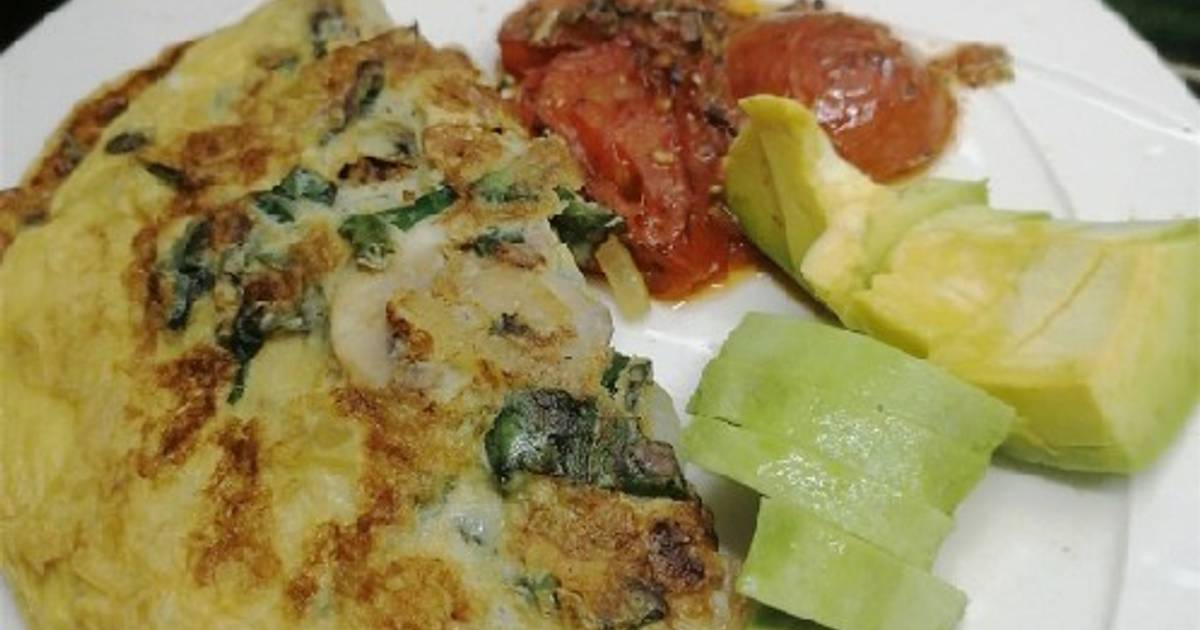 Omelette de espinaca y champiñones 🍳🥚🥬 Receta de Mela Pallares laporte- Cookpad