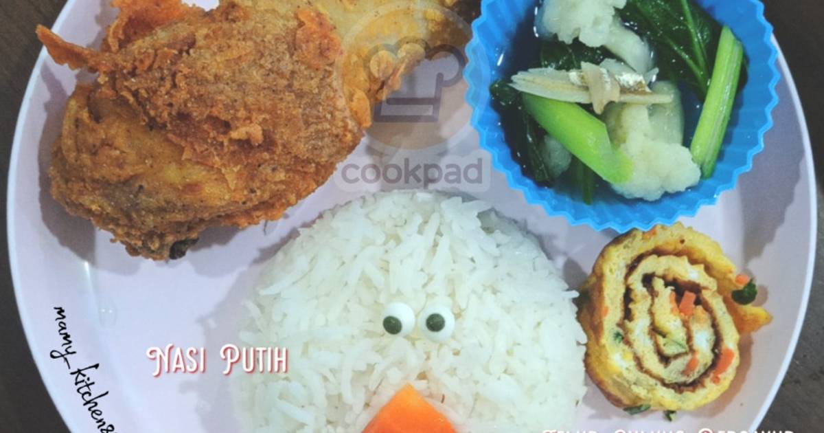 Resipi Set Bento - Nasi Putih/Ayam Goreng/Sup Sayur/Telur Gulung oleh ...
