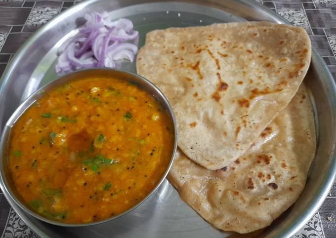 Pithla with parathas Recipe by Shivani - Cookpad