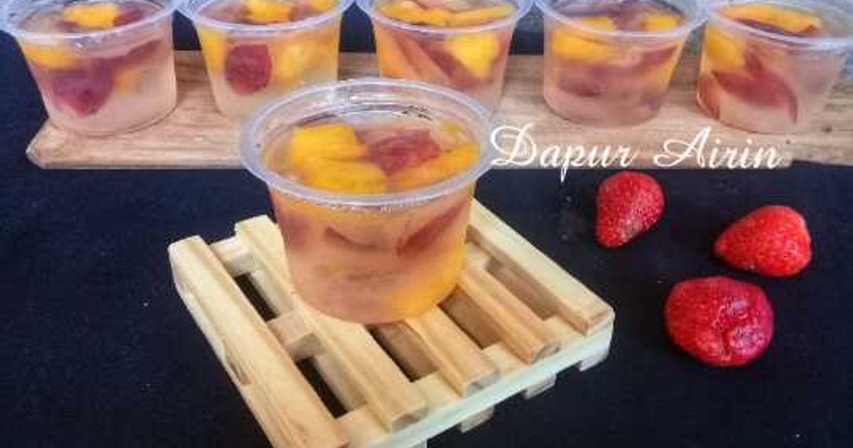 Resep pudding mangga leci cup rumahan enak dan mudah - Cookpad