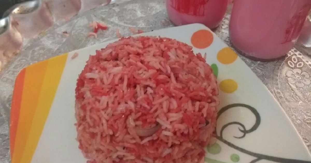 Rose Sharbat With Pink Rice Recipe by Mitu's Magic - Cookpad