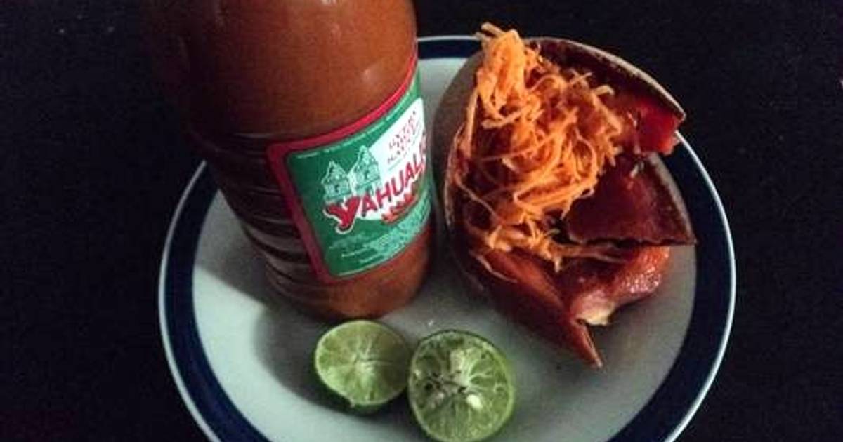 Colación de mamey y zanahoria rallada con limón y salsa industrial ...