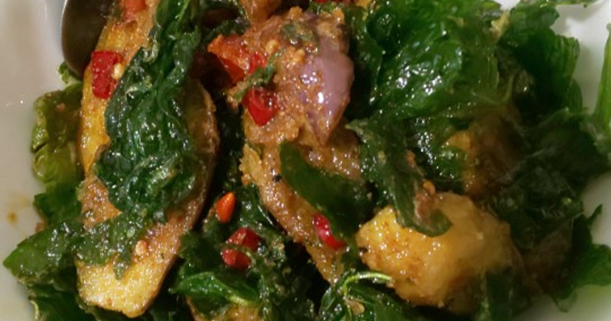 Resipi Salted Egg Terung & Daun Chinese Violet (Rumput Israel) oleh ...