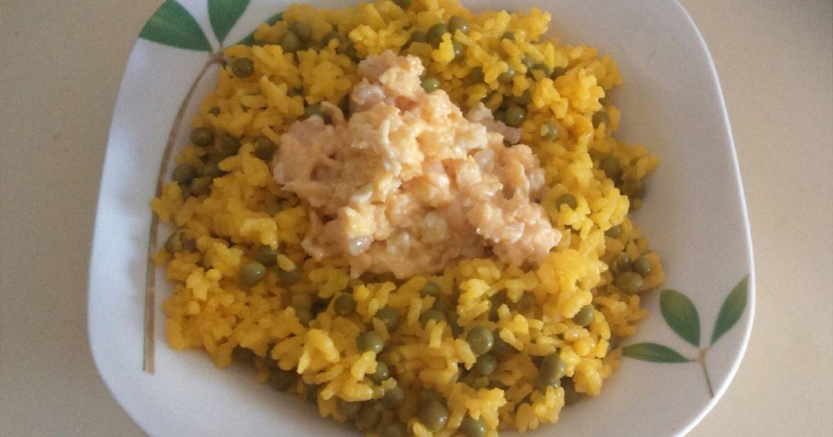 Arroz con guisantes y revuelto de gambas Receta de Samantha 🍳- Cookpad