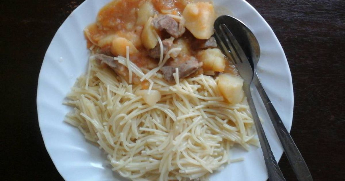 Spaghetti And Beef Stew With Potatoes Recipe by Bev - Cookpad