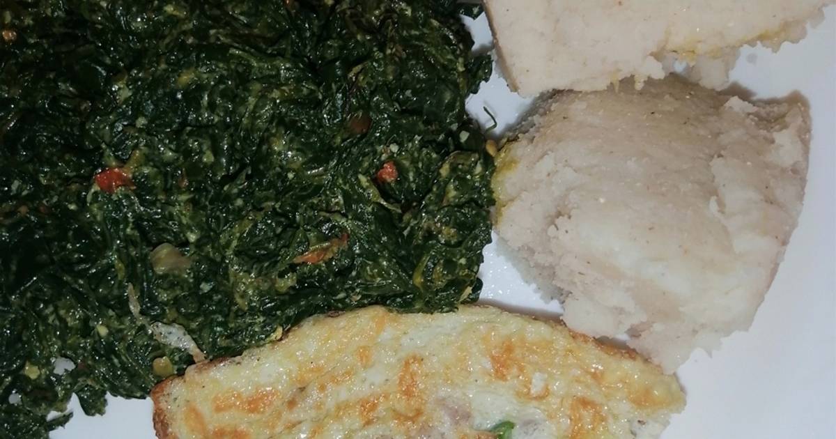 Ugali, kunde cooked in cream with scrambled vegetable eggs Recipe by ...