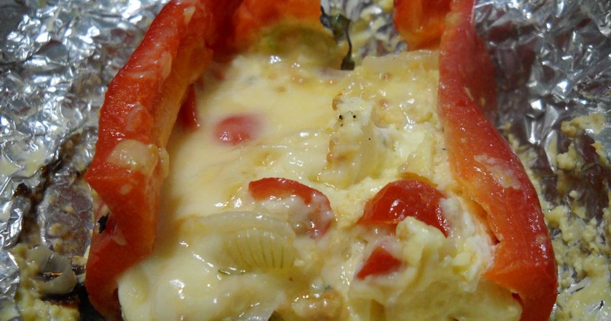 Morrón relleno 3 quesos (a las brasas) Receta de La profe Luisa- Cookpad