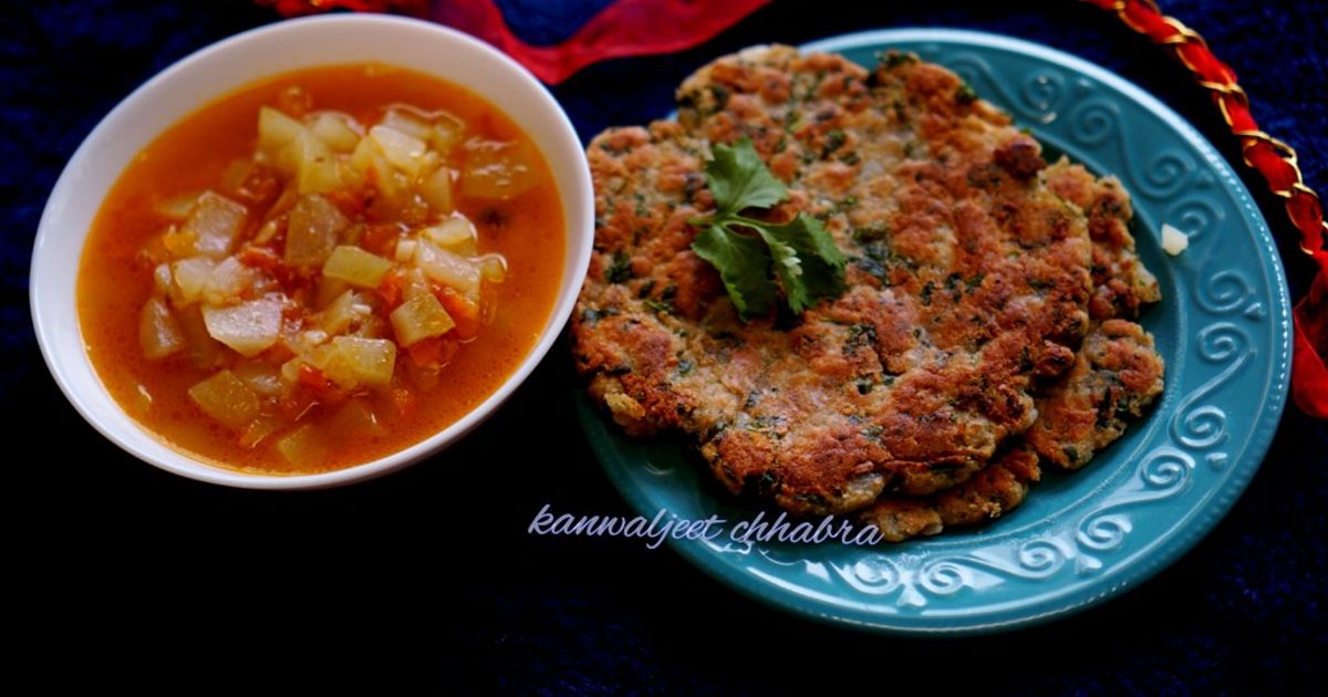 Chestnut Flour(sighade Ka Atta) Paratha With Bottle Gord Sabji Recipe ...