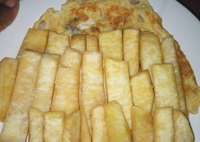 Fried Yam with Egg Recipe by Charity Brian-Dappa Abujamoms 6 - Cookpad