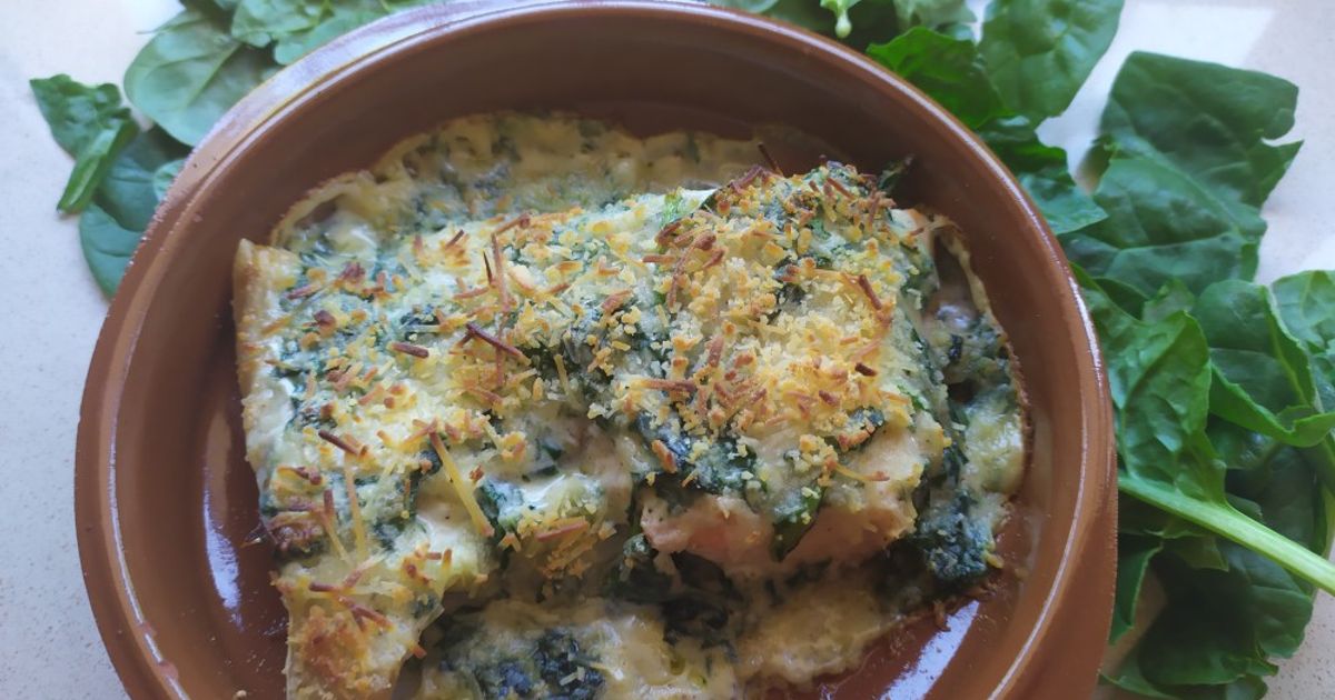 Salmón Gratinado Con Bechamel De Espinacas Receta de MariadeGrazia- Cookpad