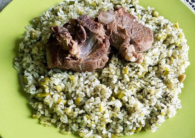 طريقة عمل تمن باقلاء (رز بالفول الاخضر والشبنت) على اصولها بطريقة سهلة ...