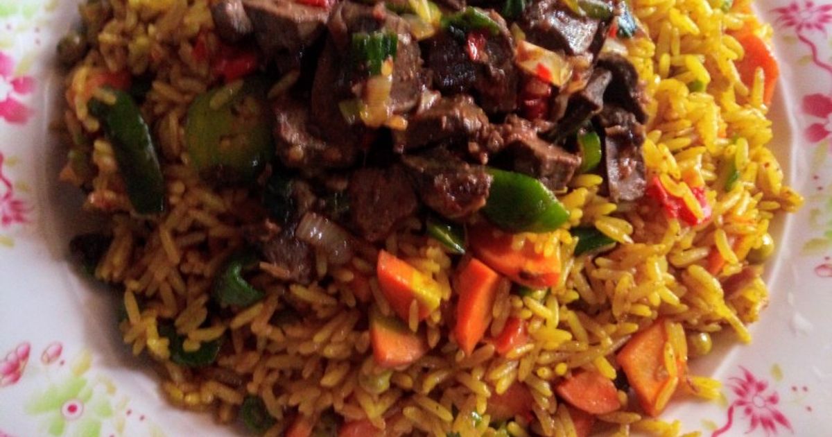 Fried Rice With Peppered Liver Recipe by Fatima Ahmad(Mmn Adam) - Cookpad
