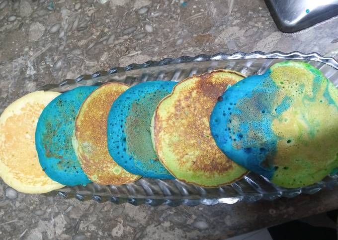 Colourful pancakes Recipe by Marium Wasim - Cookpad