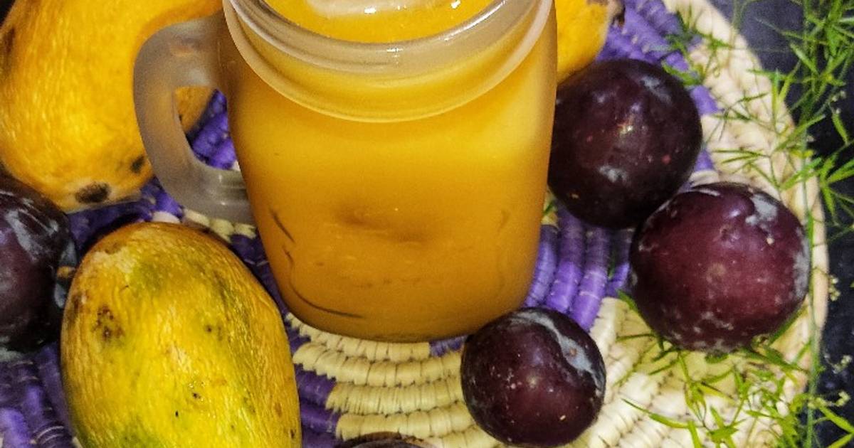 Mango Plum Peaches Mocktail 🍑🥭 🫐 Recipe by Bushra Mazhar - Cookpad