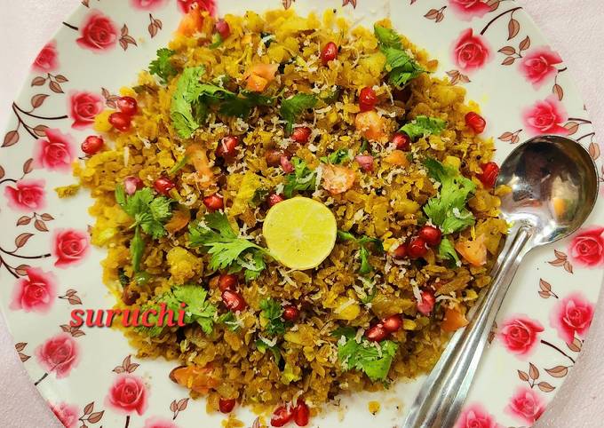 Healthy Red Poha/Aval with Cabbage Recipe by Suruchi (Dr. Ruchi Sharma ...