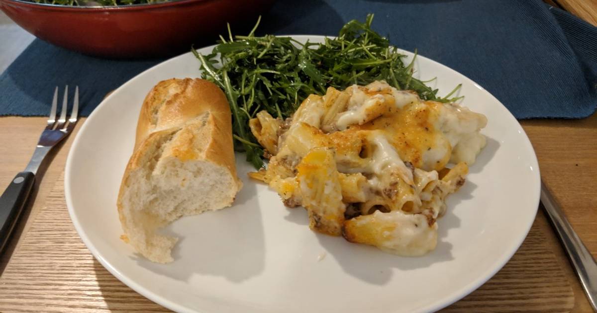 Greek lamb pastitsio bake with rocket salad Recipe by Matthew J ...