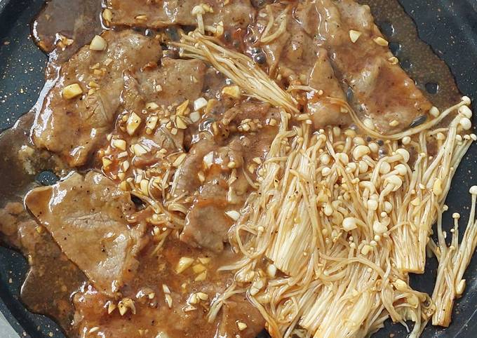 Resep Beef Slice Enoki Saus Teriyaki oleh zulfan Nabrisah - Cookpad