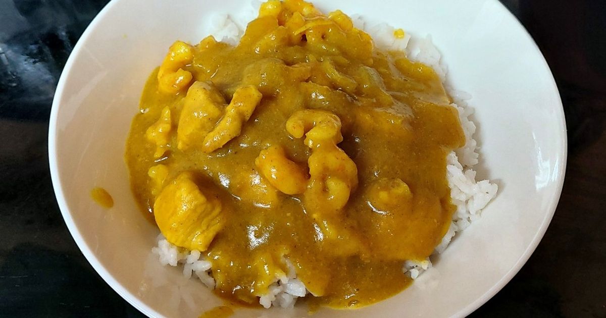 My Chip Shop Curried Chicken & Large Prawns With Rice 😙 Recipe by ...