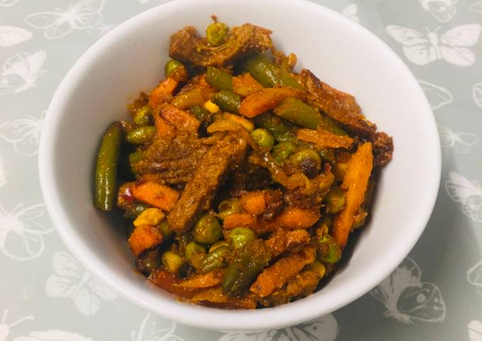 Mix veg with meat #eattherainbow Recipe by F.B - Cookpad