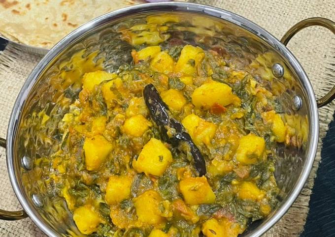 Aloo Palak Sabji Recipe by Monica Rangaswamy - Cookpad