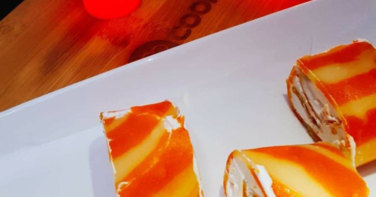 Orange Marble Swiss Roll Recipe by Ñôôri Màlîk - Cookpad