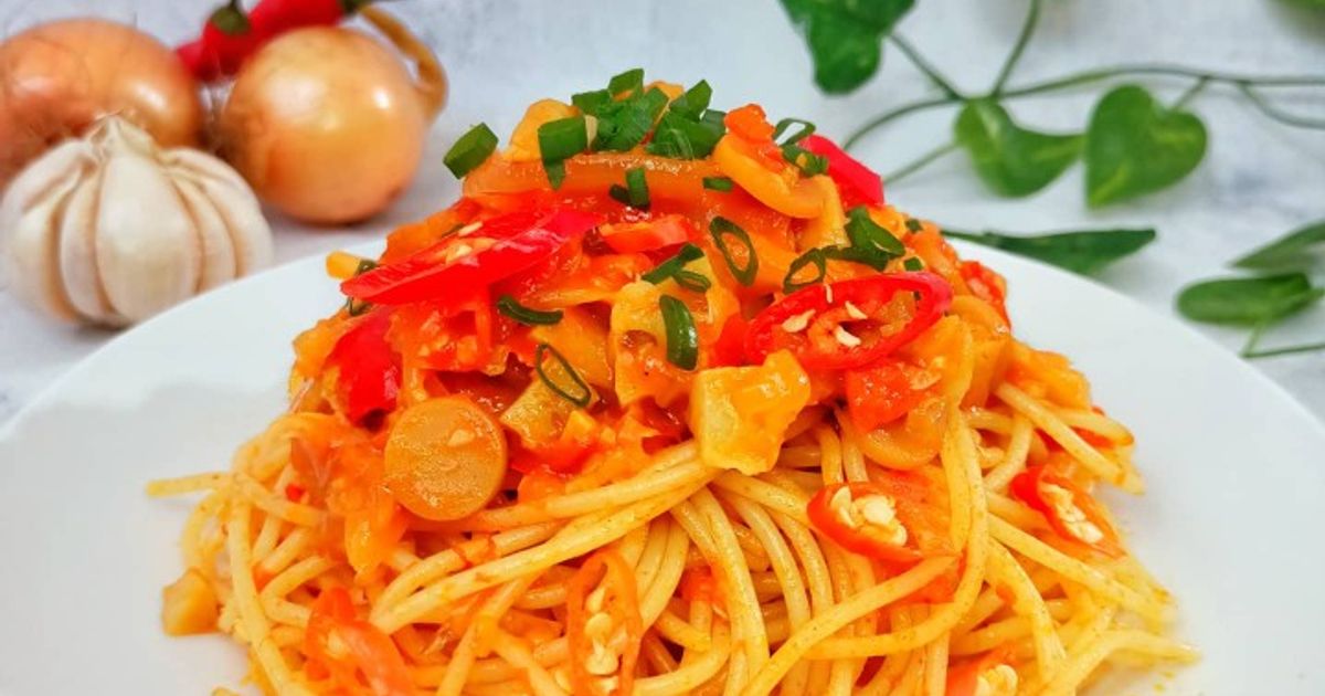 Resep Spaghetti Ayam Pedas oleh Rhesti Danty - Cookpad