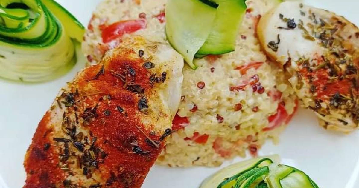 🥒🍋 Quinoa Sauce Chorizo Courgette de Médu Zest - Cookpad