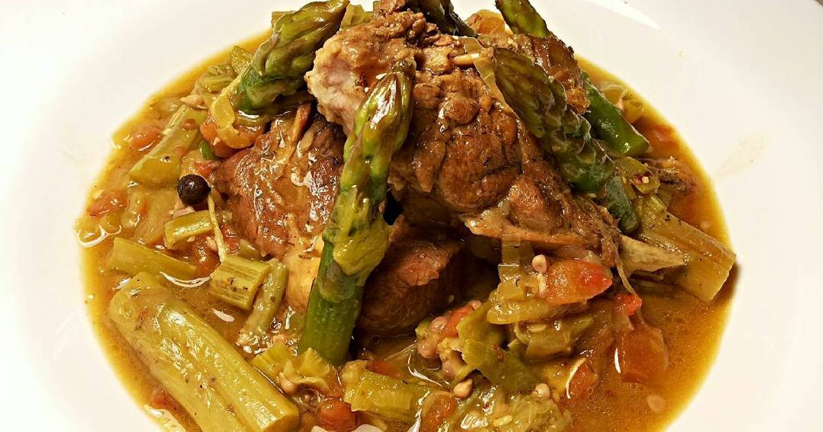 Espinazo de cordero, en salsa de okra y trigueros Receta de Alexis ...