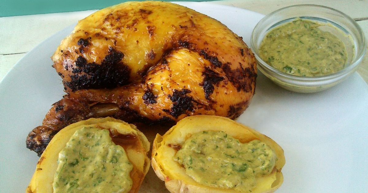 Pollo Peruano A La Brasa Con Salsa De Ají Verde Receta de 🍏 La Cocinera ...