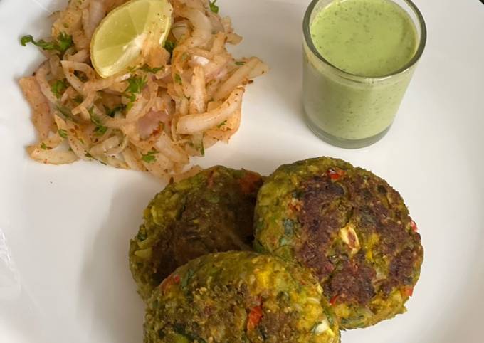 Fresh Green Chholia { CHANA }Kabab With Mint Dip & Spicy Onion 🧅 Salad ...