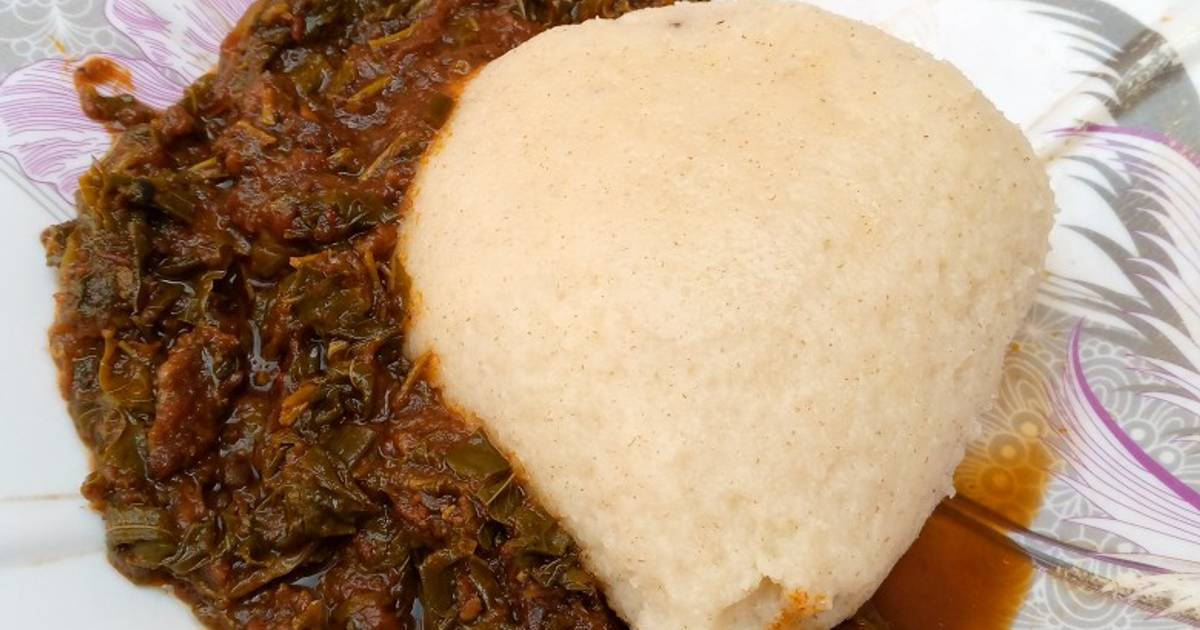 Spinach stew with tuwon semovita Recipe by 2 hearts ️ cuisine - Cookpad