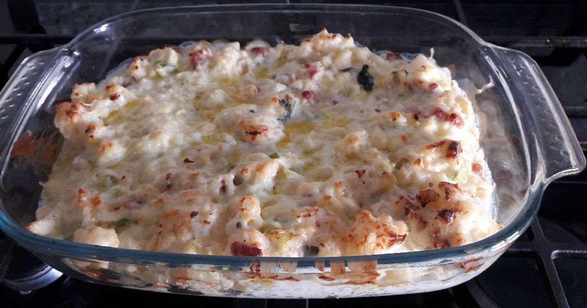 Cheesy,Bacon And Cauliflower Cassarole Recipe By Manx Mummy