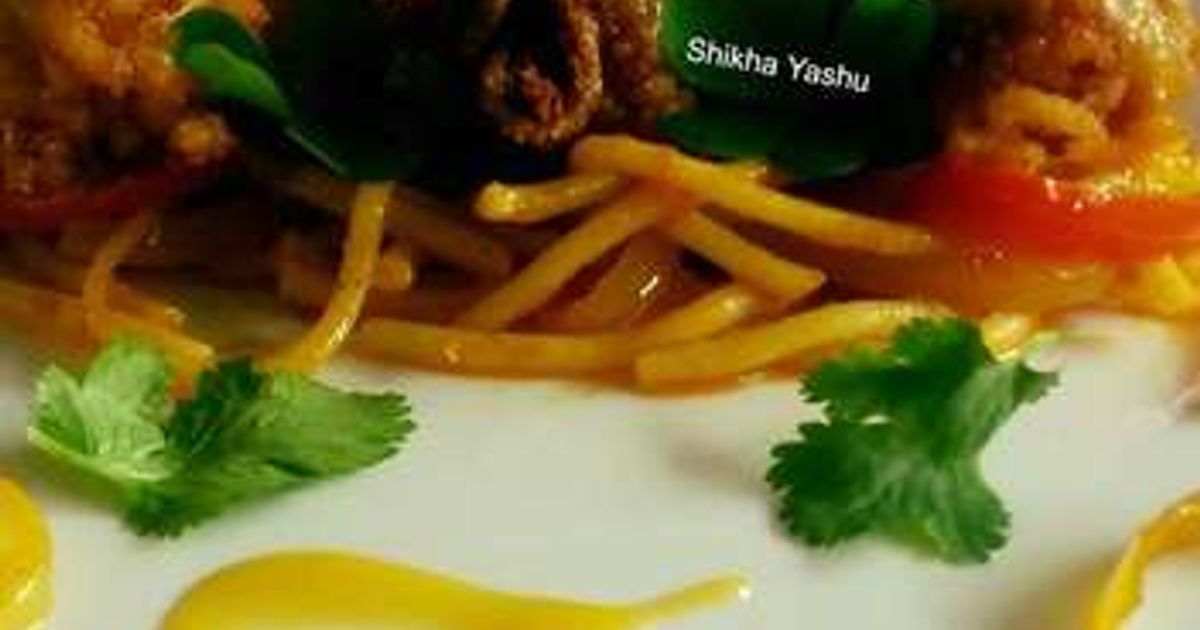 Spaghetti With Banana Kebabs And Tangy Orange Ponzu Recipe by Shikha ...