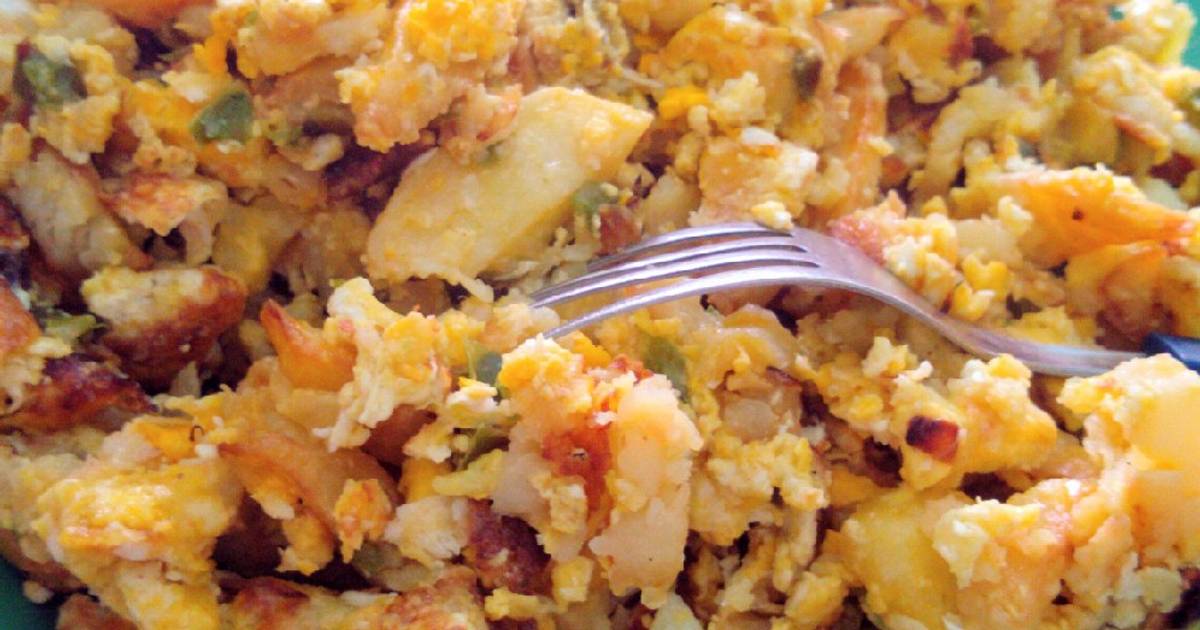 Revuelto papa huevo arvejas y cebolla - 62 recetas caseras- Cookpad