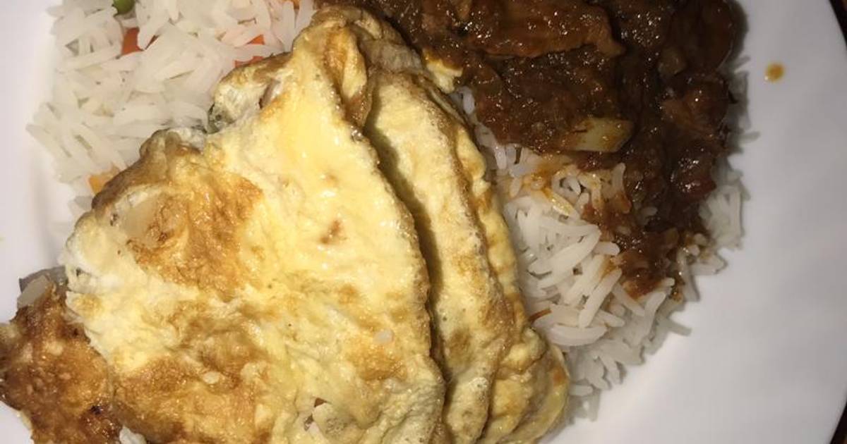 Vegetable white rice and stew with egg Recipe by Meenat Kitchen - Cookpad