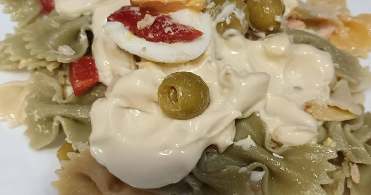 Ensalada de pasta fría, con atún y mayonesa Receta de Montse Fusté- Cookpad