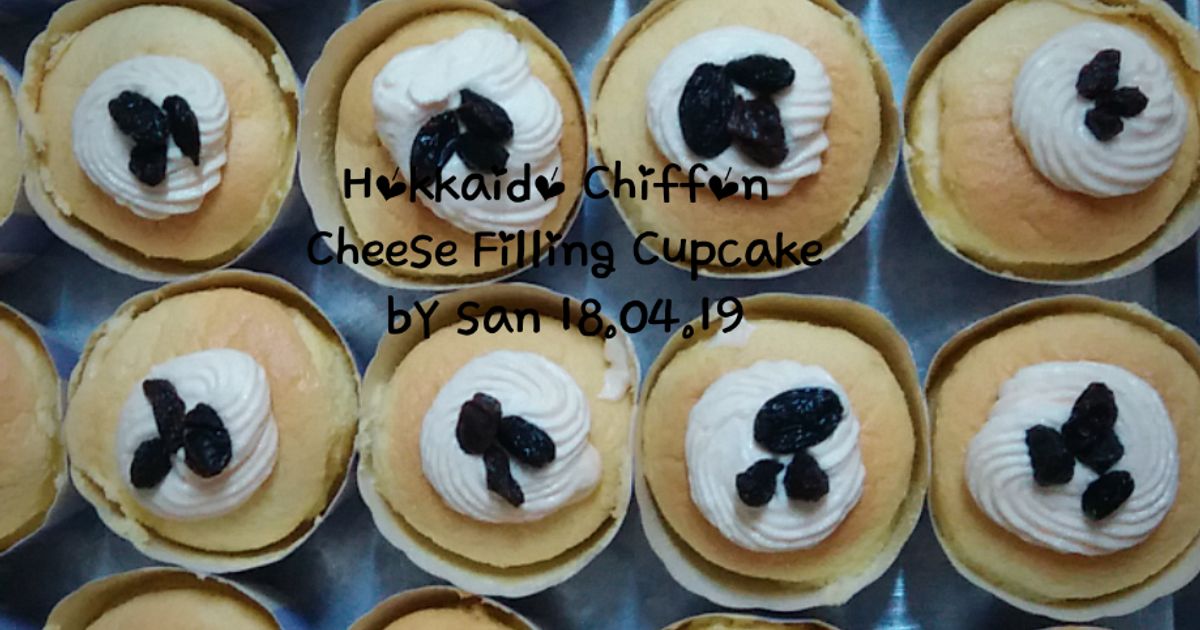 Resep Hokkaido Chiffon Cheese Filling Cupcake oleh San's Kitchen - Cookpad