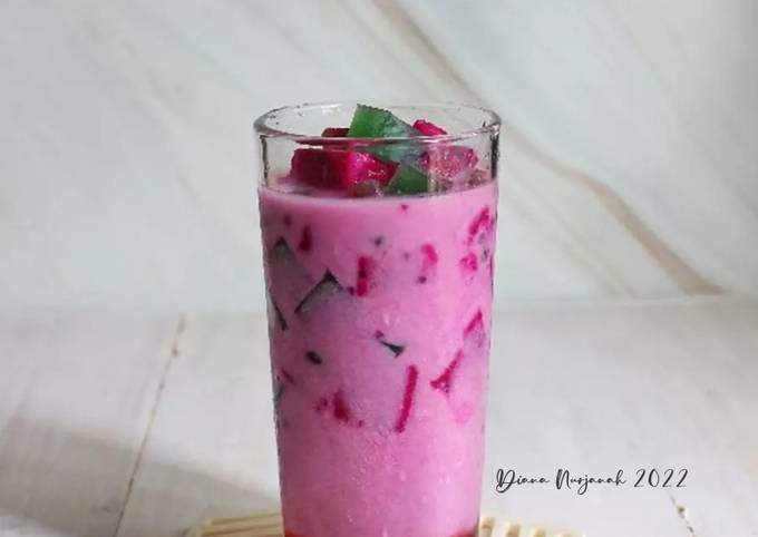 Resep 14. Es Buah Naga Jelly Cocopandan oleh Diana Nurjanah - Cookpad