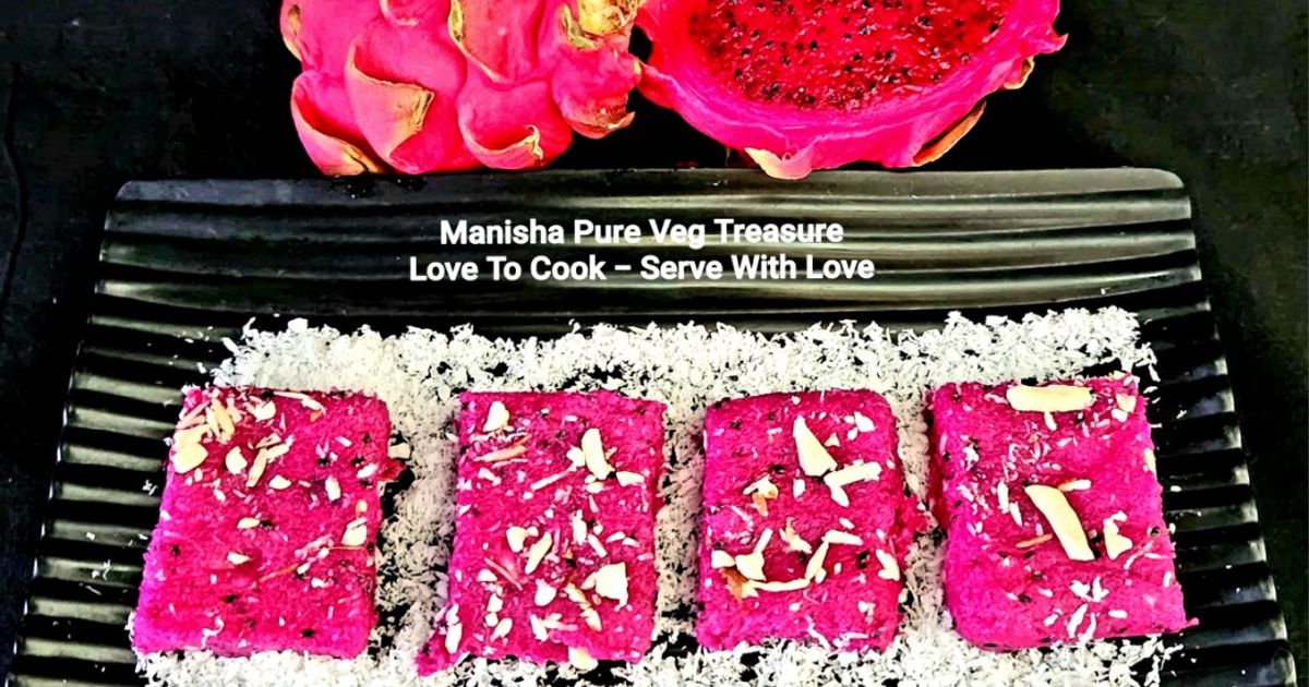 Red Dragon Fruit Coconut Burfi Recipe by Manisha Sampat - Cookpad